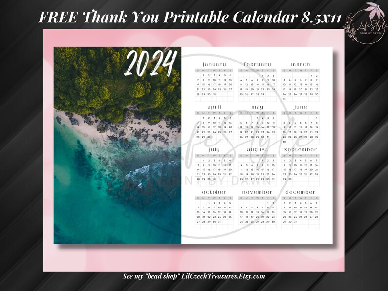 FREE Gift 2024 Waves Download Printable Calendar Digital Ocean Waves ...
