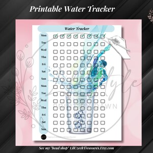 Daily Water Drinking Tracker Downloadable Printable Water Tracking ...