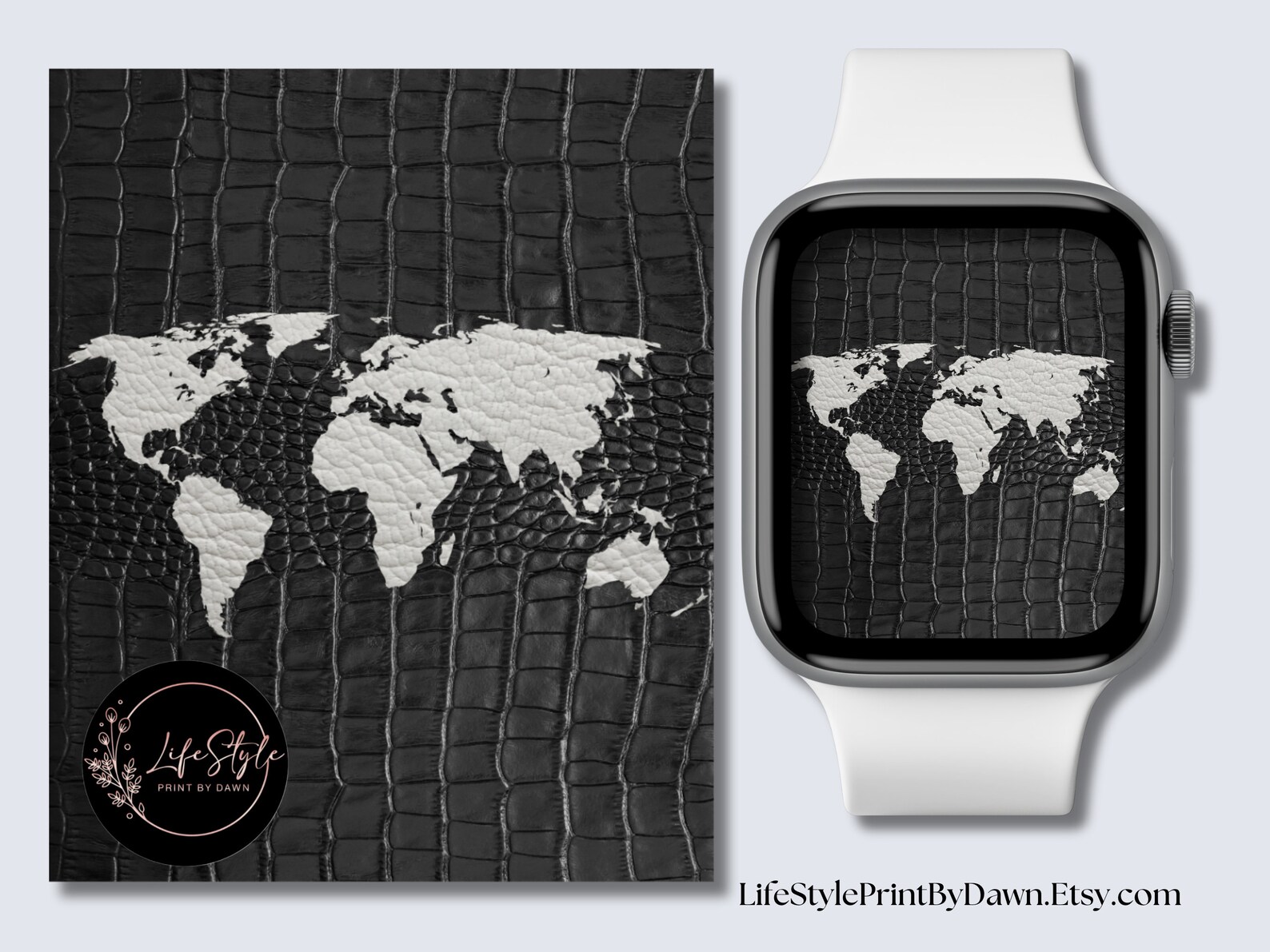 Gray Black Map Apple Watch Wallpaper | Instant Download | DIY World Map ...