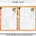 Rooster Design Downloadable Recipe Card Printable Recipe Card ...