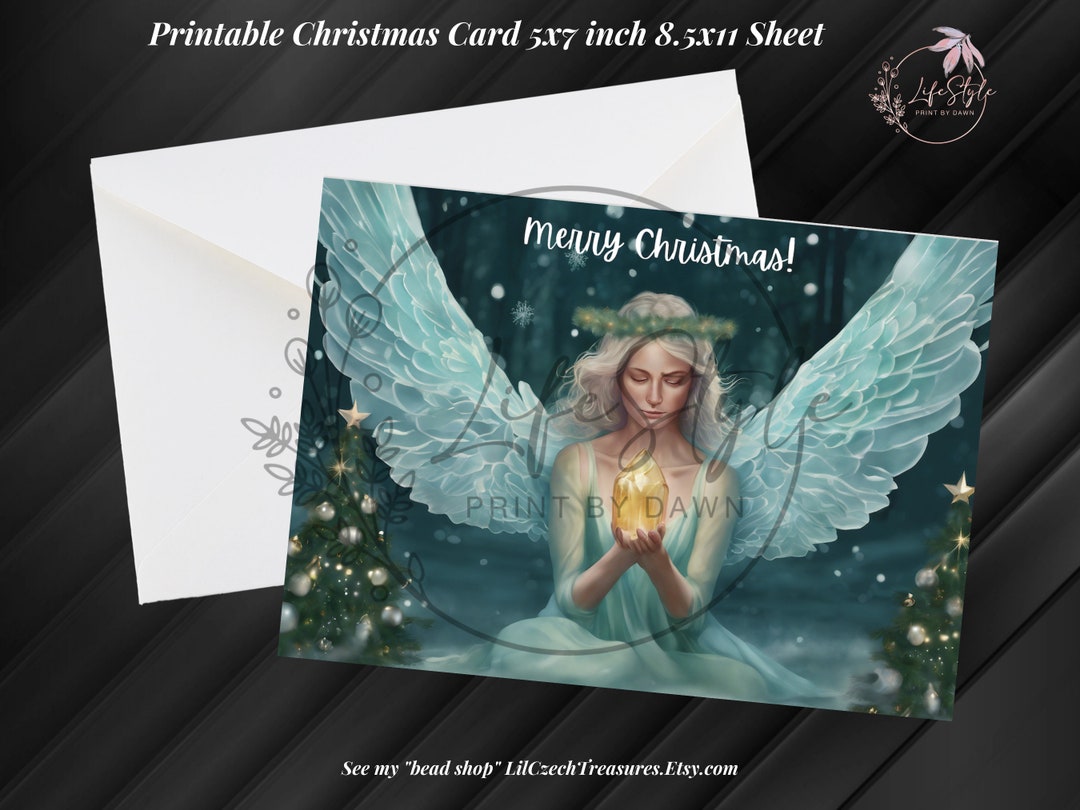 Merry Christmas Cards Angel Design Downloadable Printable Christmas ...