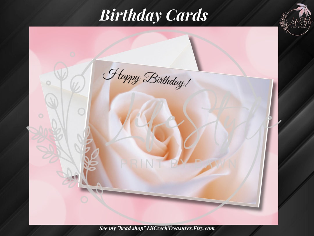 Happy Birthday Cards Pink Rose Floral Design Downloadable Printable Red ...