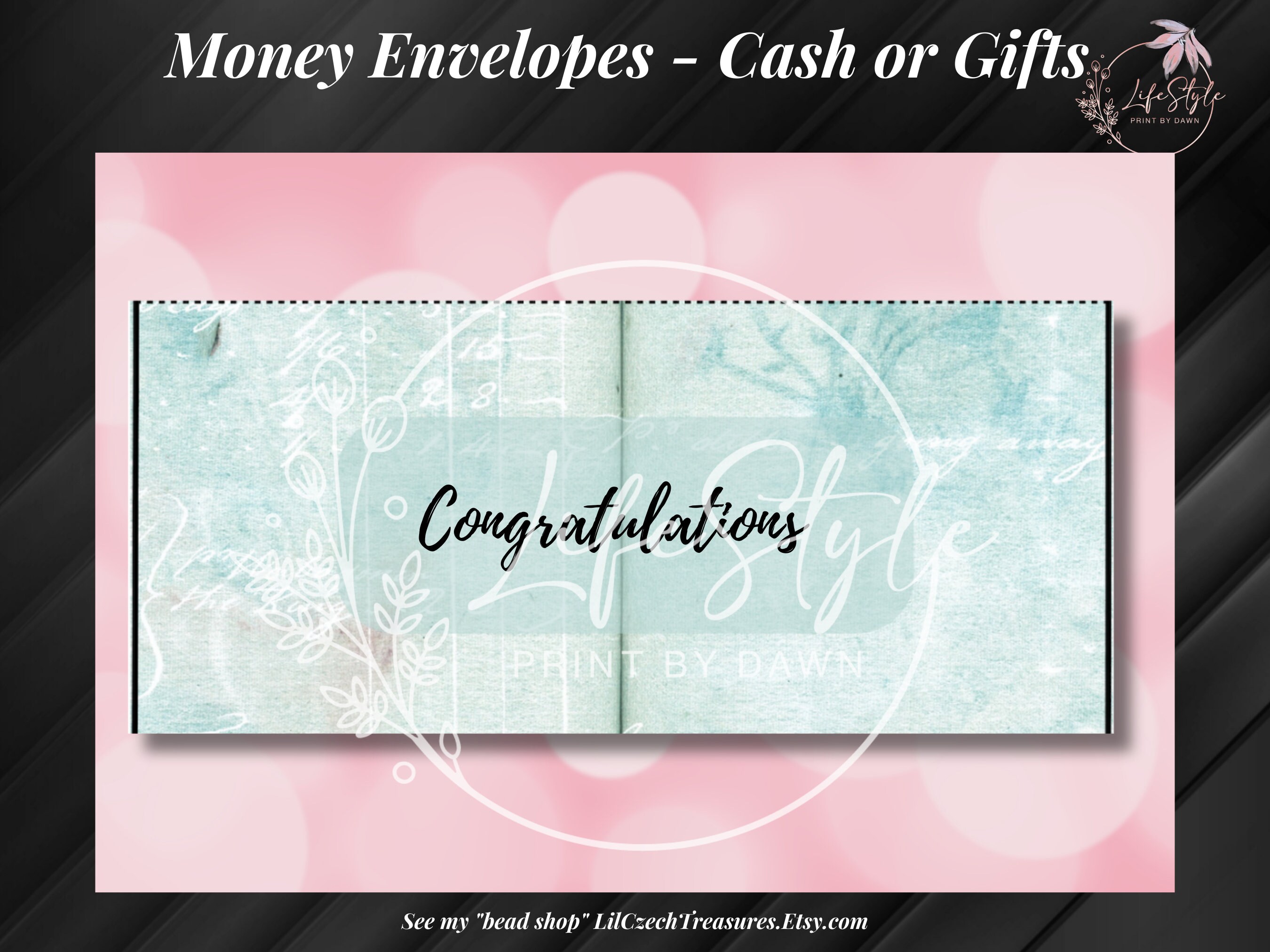 Print-at-home Money Envelope Template Gift Cash in Style PDF Download 8 ...