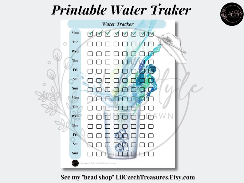 Daily Water Drinking Tracker | Downloadable Printable Water Tracking ...
