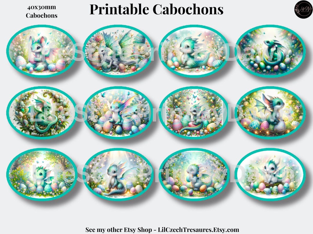 Easter Baby Dragon Cabochons | Images Downloadable | Printable Baby ...