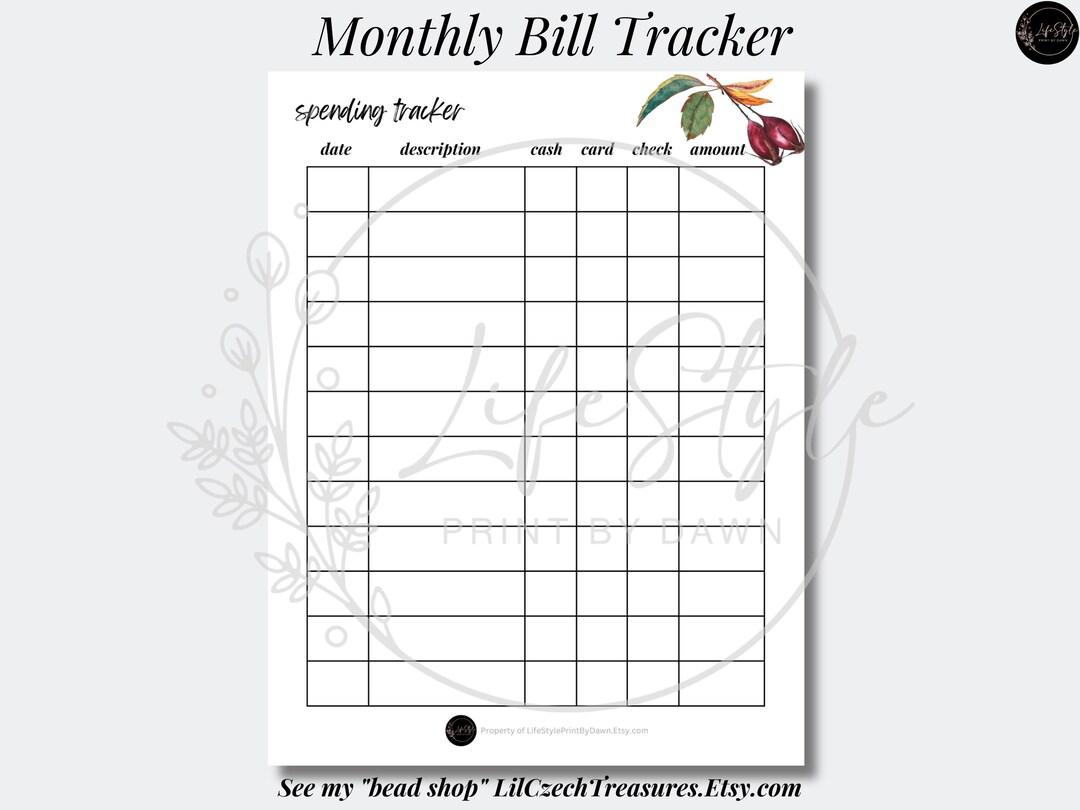 Spending Tracker | Downloadable Printable Spending Tracking Sheet | (8 ...