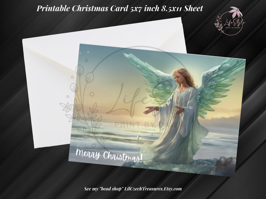 Merry Christmas Cards Angel Design Downloadable Printable Christmas ...