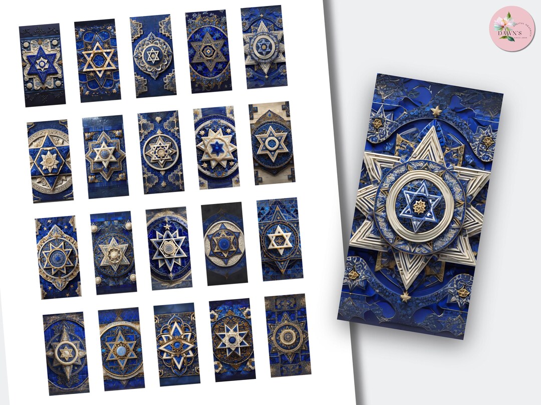 Bright Blue Star of David Tile Domino Collage | Happy Hanukkah ...