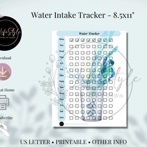 Daily Water Drinking Tracker Downloadable Printable Water Tracking ...