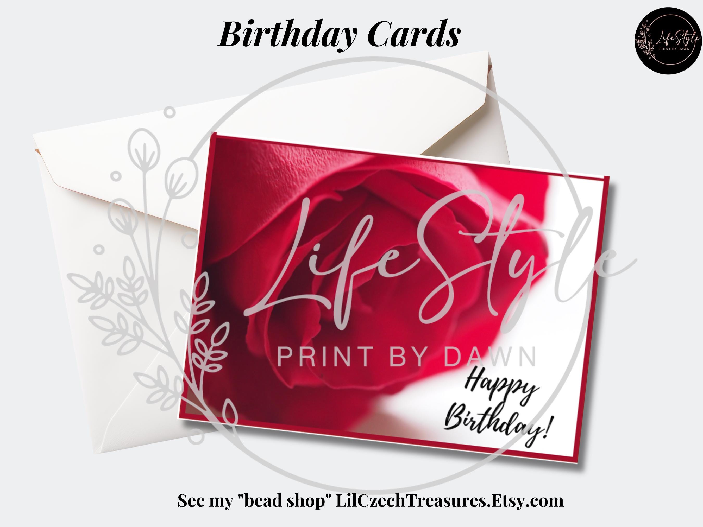 Happy Birthday Cards Red Rose Floral Design Downloadable Printable Red ...
