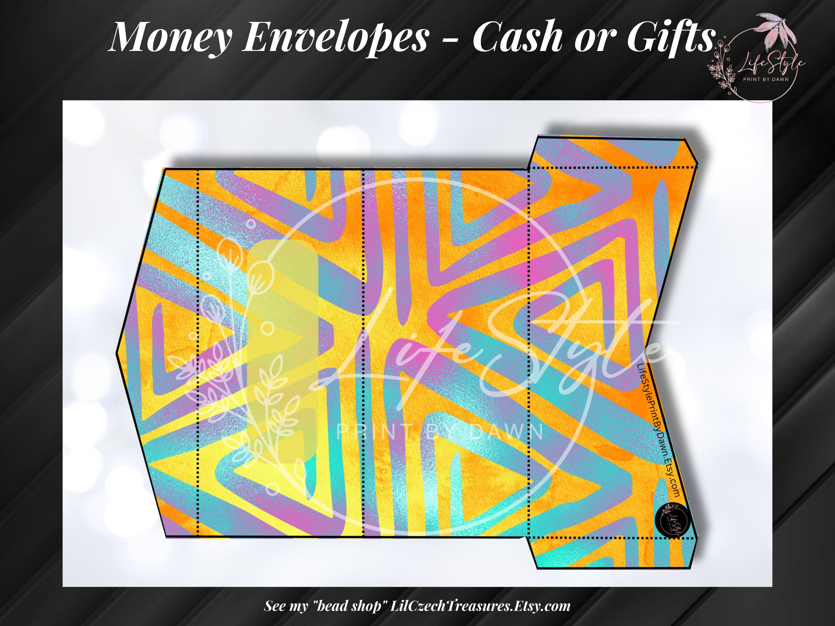 Decorative Cash Envelope Template Printable Money Gift Holder Instant ...