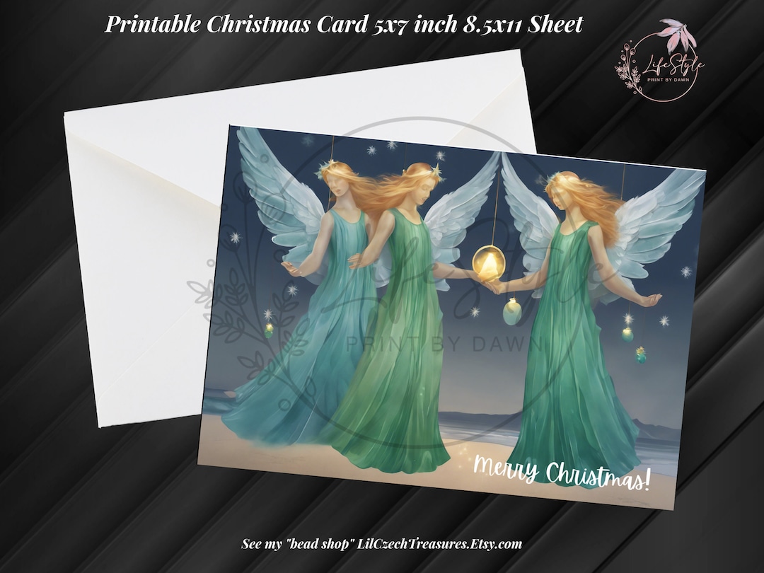 Merry Christmas Cards Angels Design Downloadable Printable Christmas ...