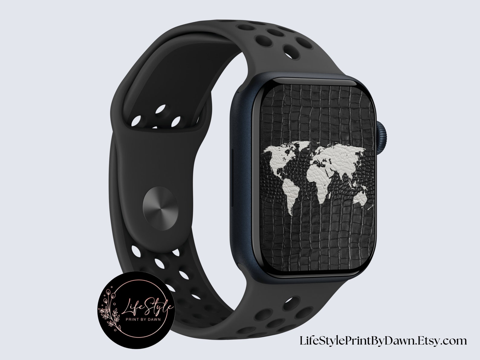 Gray Black Map Apple Watch Wallpaper | Instant Download | DIY World Map ...