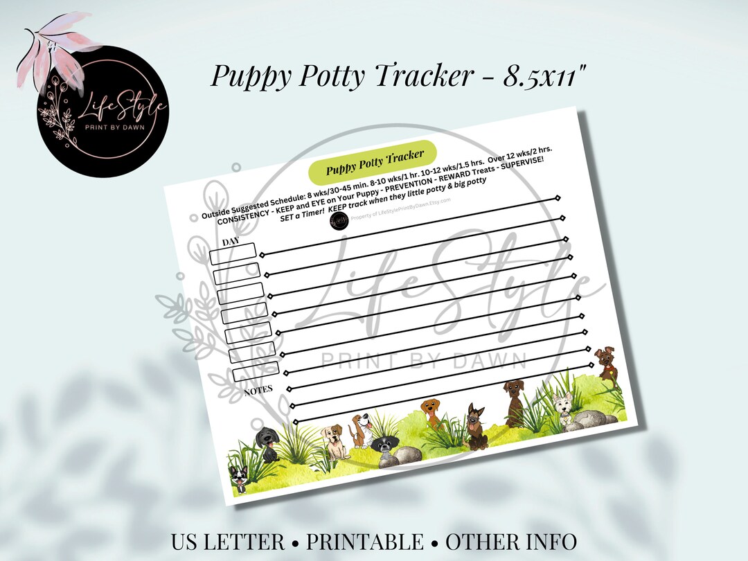 Digital Puppy Potty Training Tracker Download Printable Potty Training ...