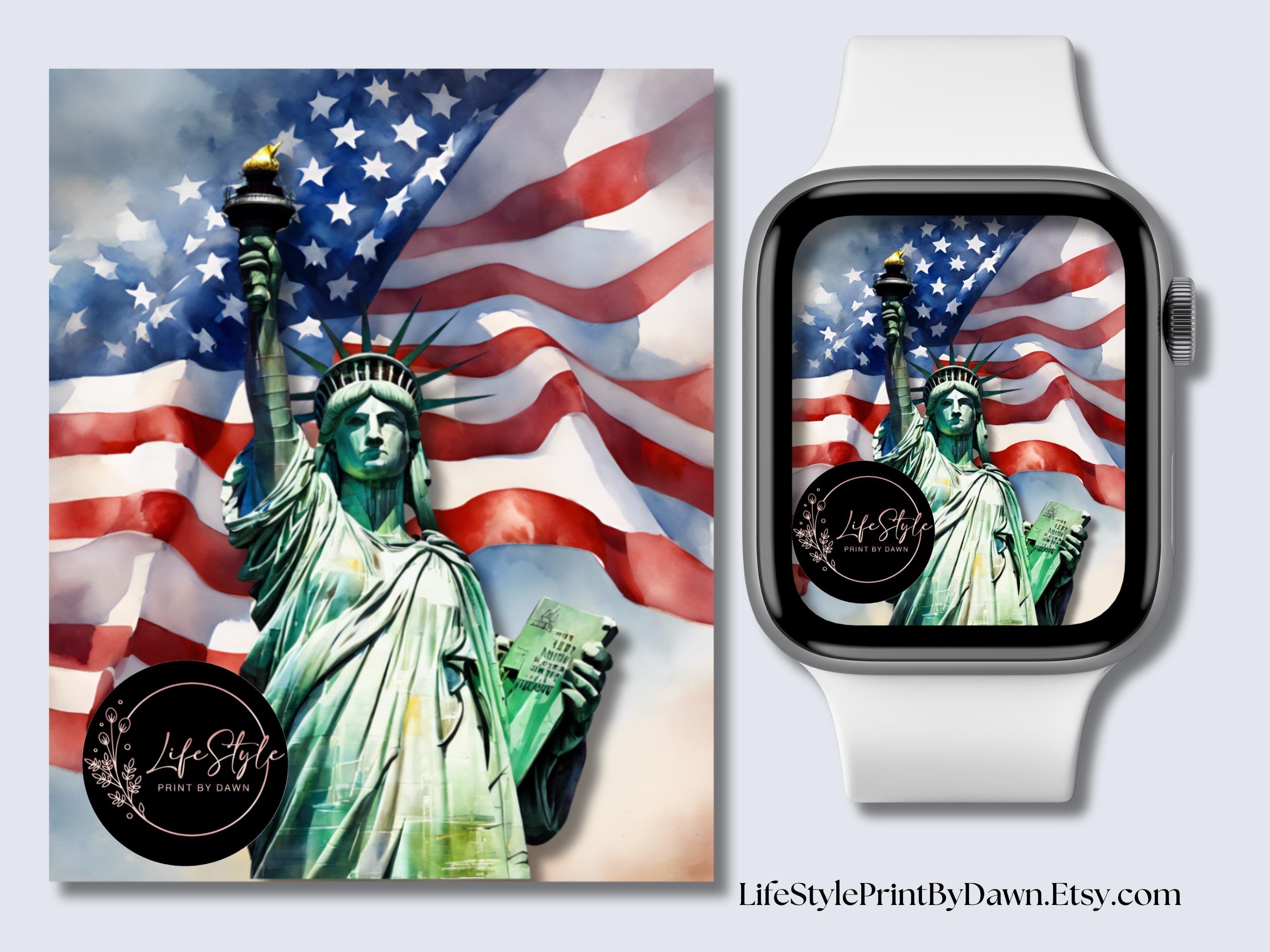 Patriotic Apple Watch Wallpaper Instant Download Statue of Liberty Flag ...