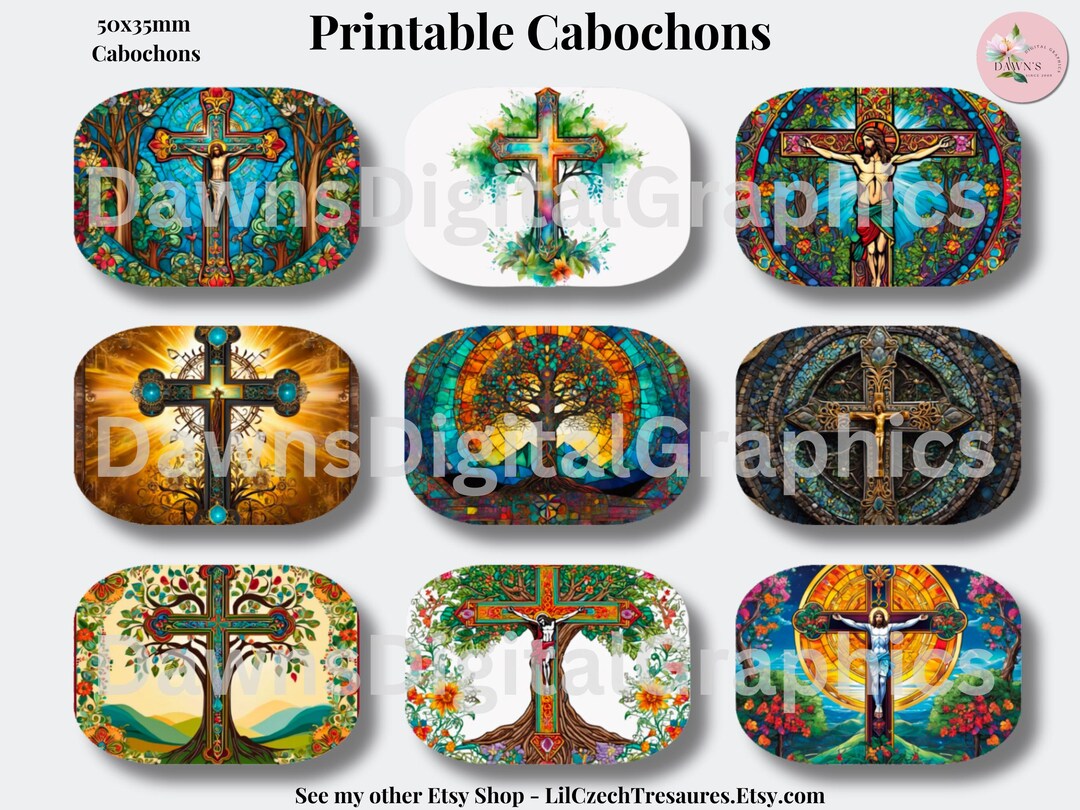 Easter Jesus Cross Tree of Life Rounded Rectangle Cabochon Images ...