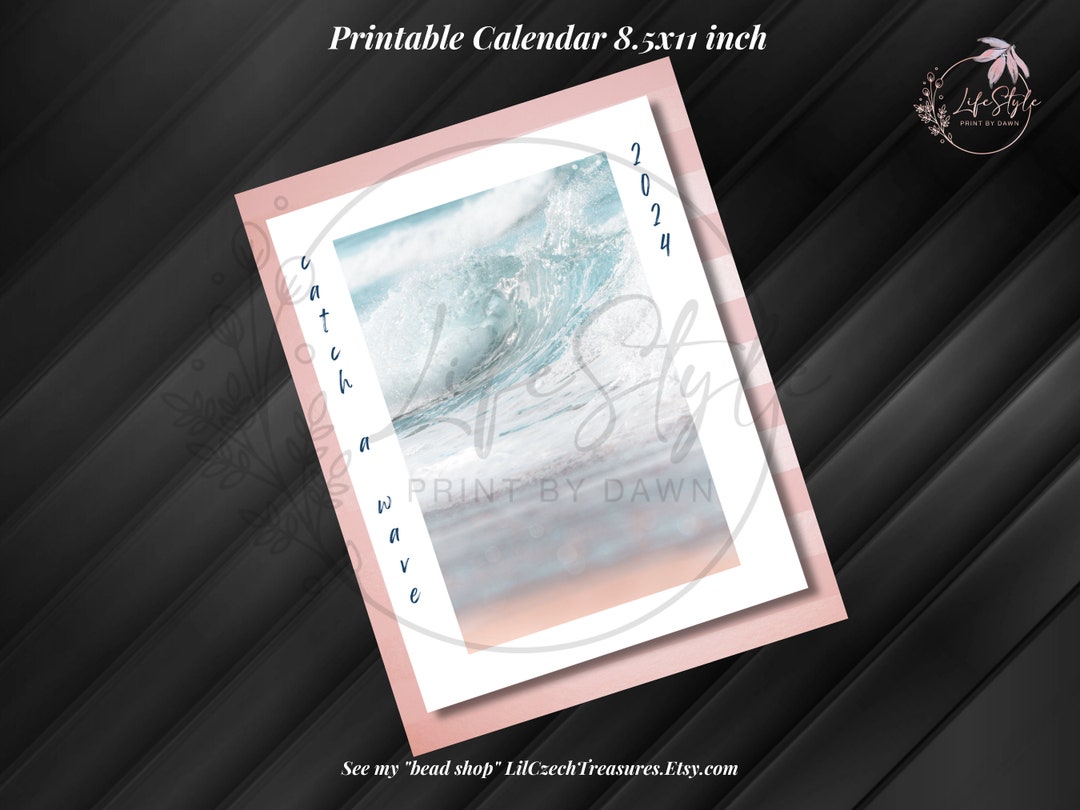FREE Gift 2024 Waves Download Printable Calendar Digital Ocean Waves ...