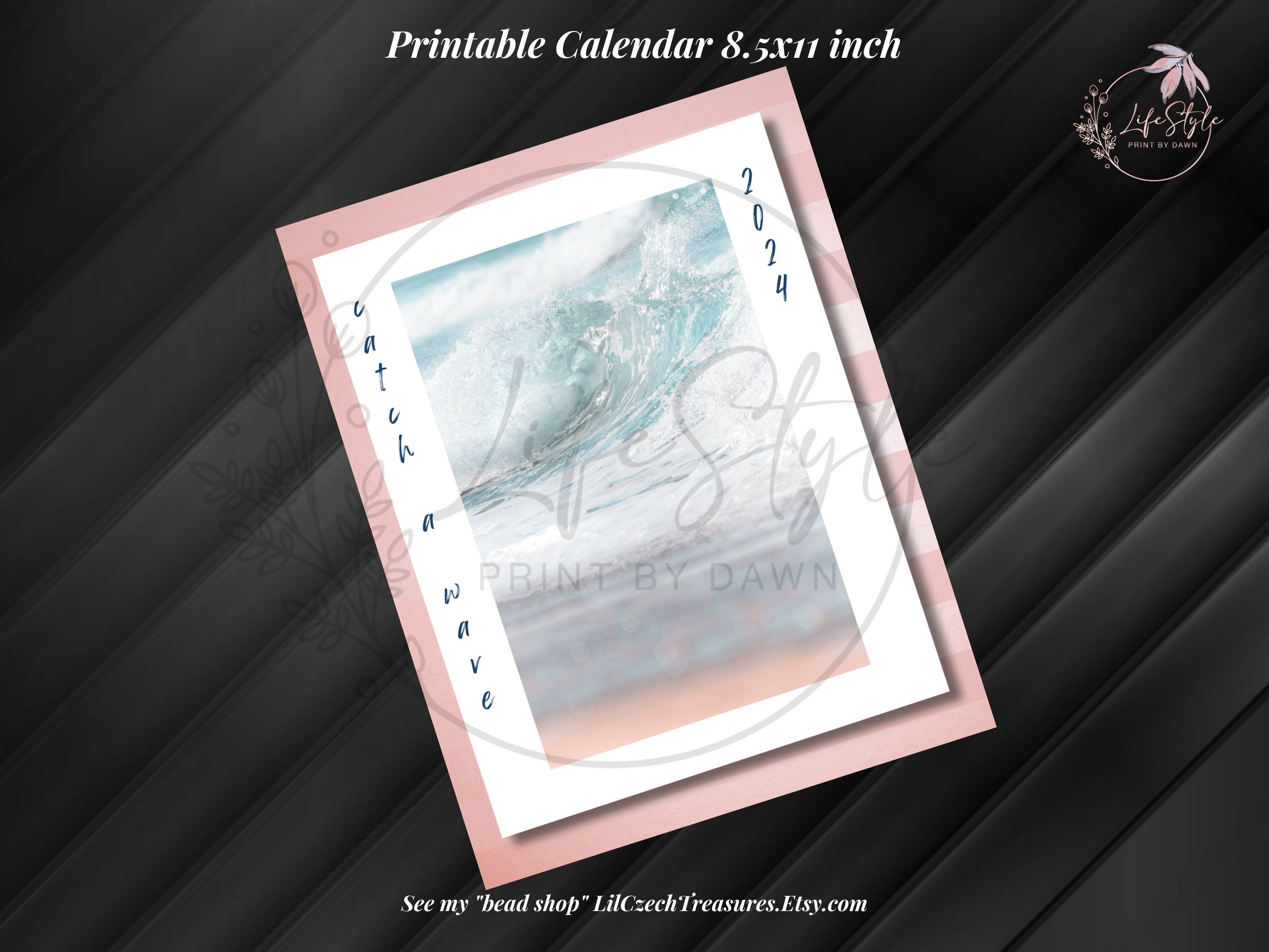 FREE Gift 2024 Waves Download Printable Calendar Digital Ocean Waves ...