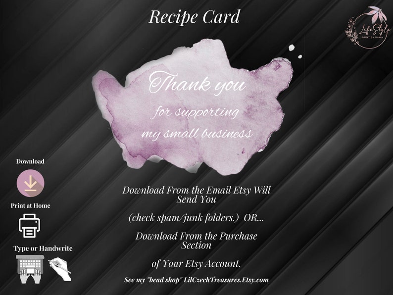 Rooster Design Downloadable Recipe Card Printable Recipe Card ...