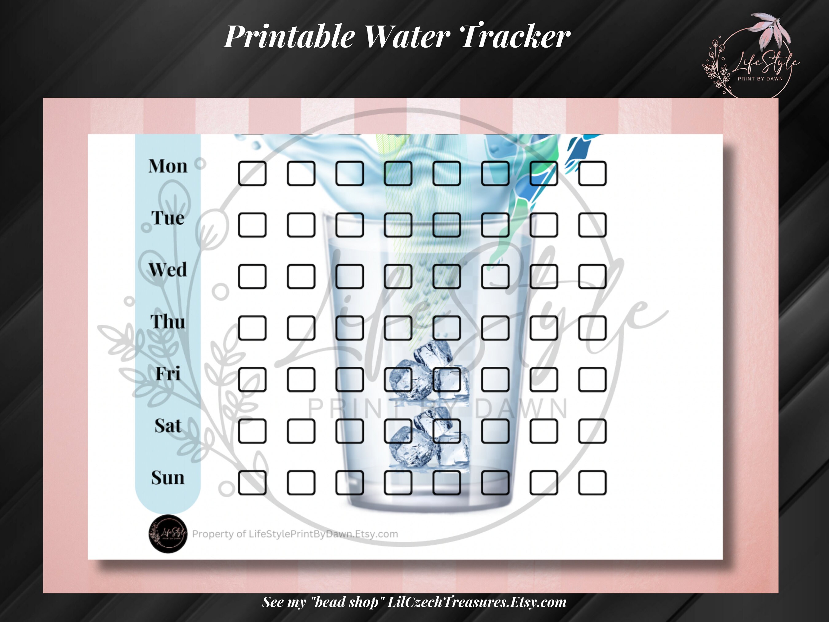 Daily Water Drinking Tracker Downloadable Printable Water Tracking ...