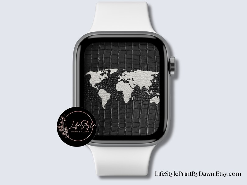 Gray Black Map Apple Watch Wallpaper | Instant Download | DIY World Map ...
