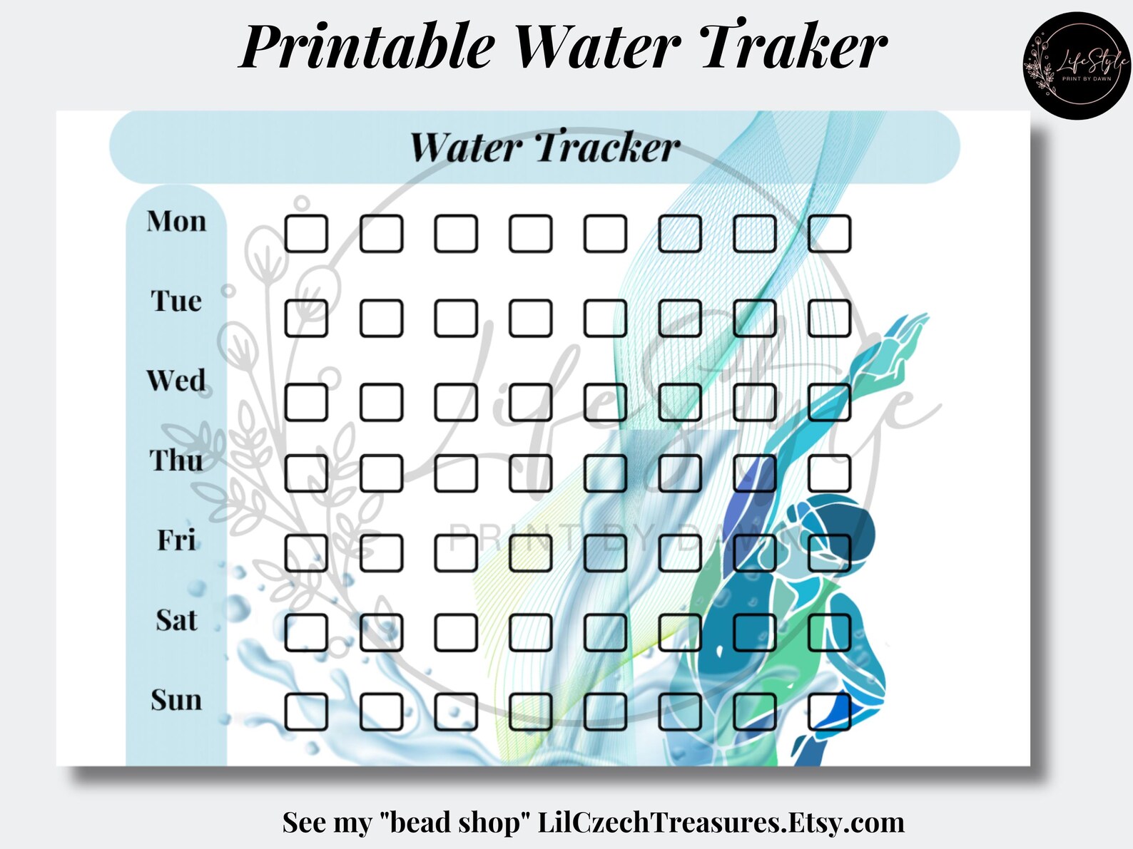 Daily Water Drinking Tracker | Downloadable Printable Water Tracking ...