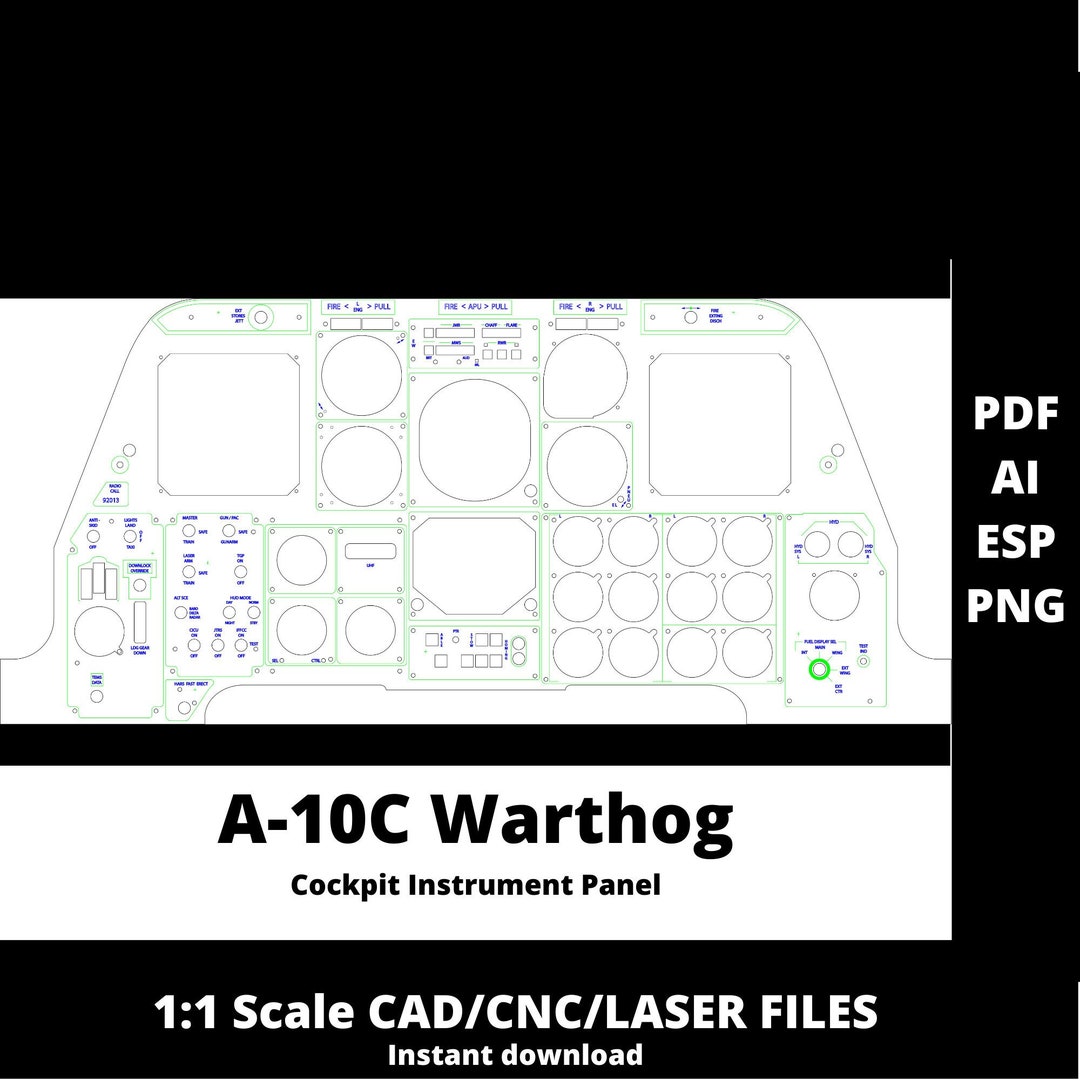 A-10C Warthog Cockpit Instrument Panel Simulator Digital File 1:1 Scale ...