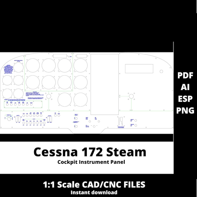 Cessna 172 Steam/gauges Cockpit Instrument Panel Simulator Digital File ...