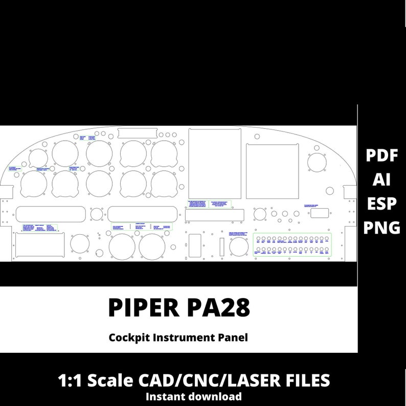 Piper PA28 Cockpit Instrument Panel Simulator Digital File 1:1 Scale ...