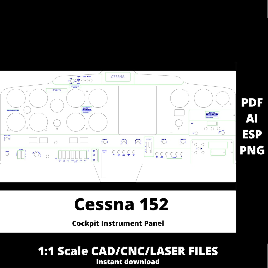 Cessna 152 Cockpit Instrument Panel Simulator Digital File 1:1 Scale ...