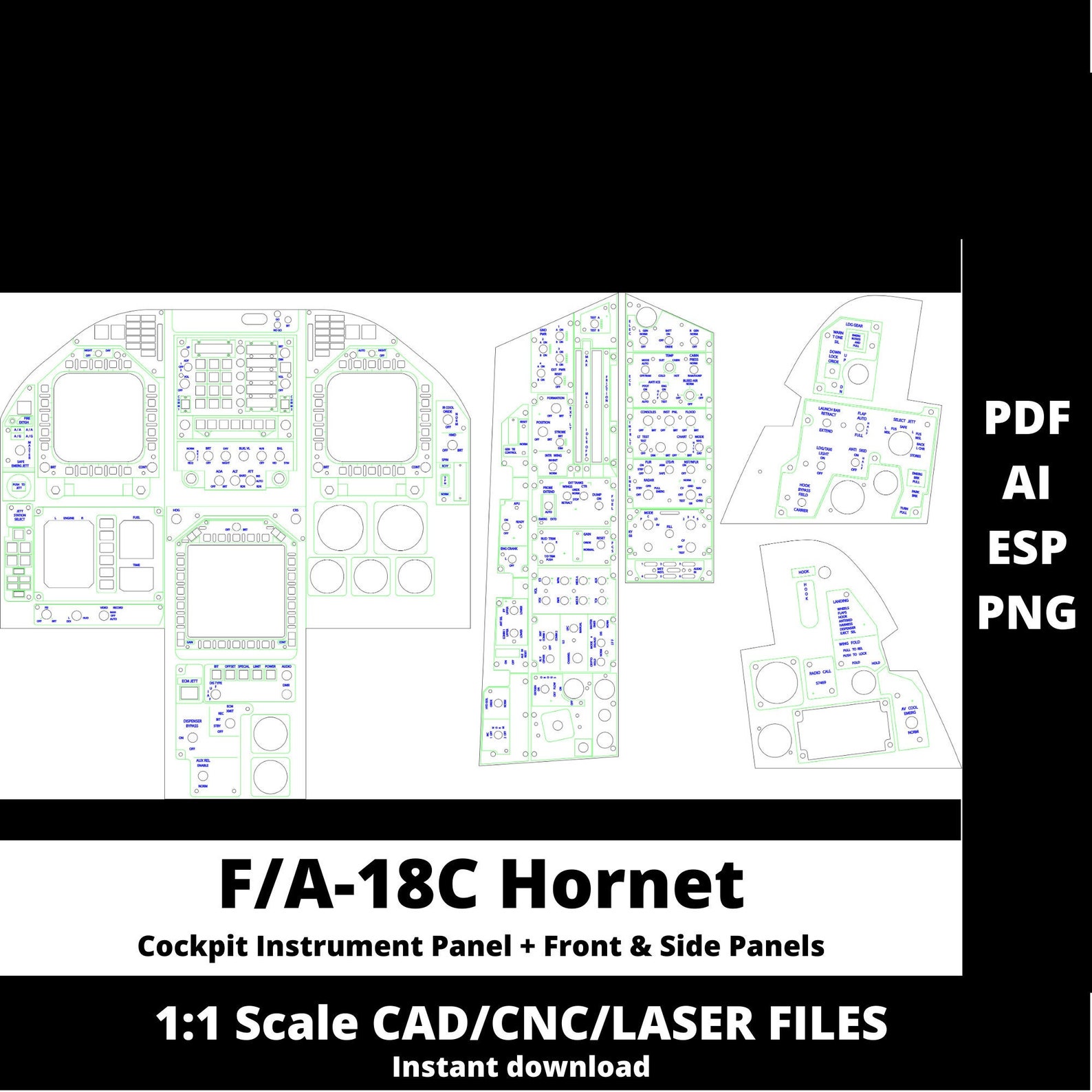 F/A-18C Hornet Cockpit Instrument Panel Simulator Digital File 1:1 ...
