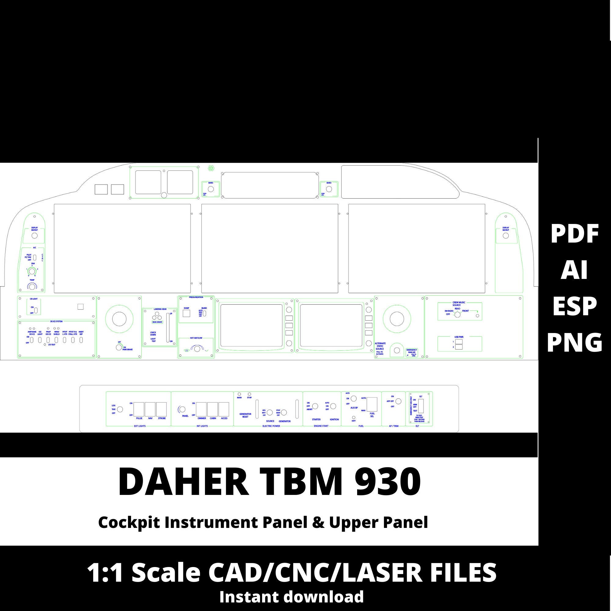 Daher Tbm 930 Cockpit Instrument Panel Simulator Digital File 1:1 Scale ...