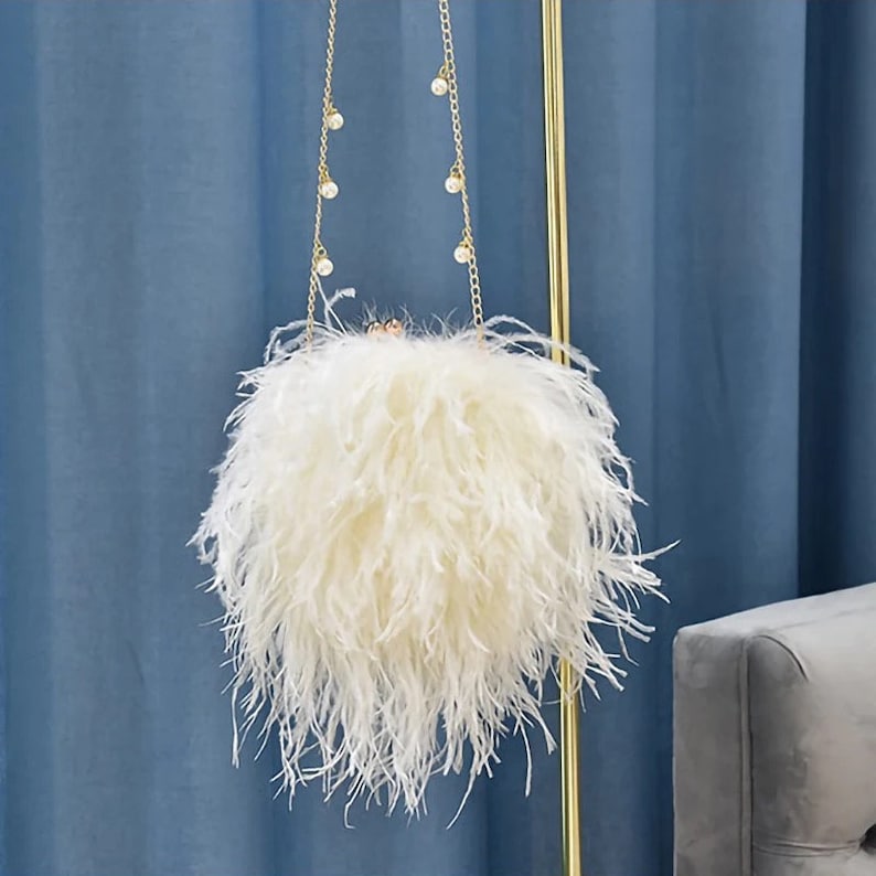 Round Ostrich Feather Handbag - Etsy