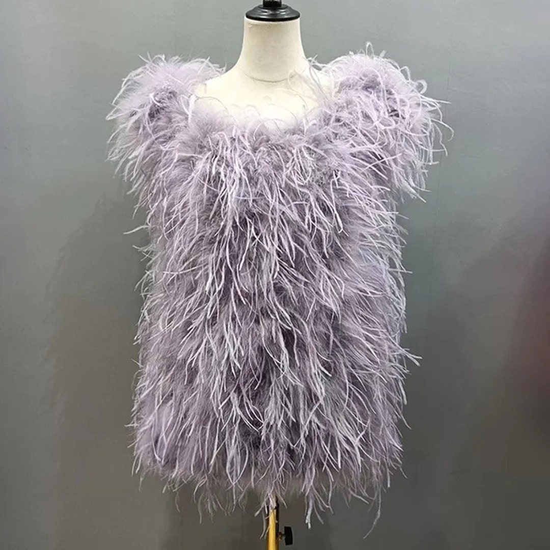 Off the Shoulder Ostrich Feather Mini Dress - Etsy