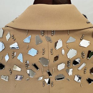 Beige Beaded Mirror Blazer and Short Set - Etsy