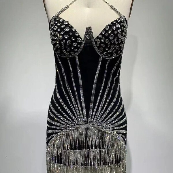 Rhinestone Sexy Dress - Etsy
