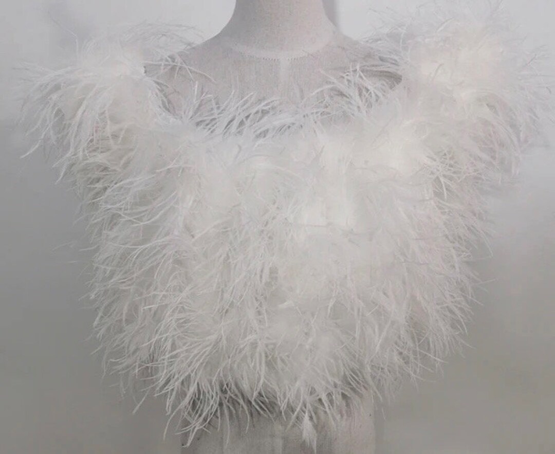 Off the Shoulder Ostrich Feather Crop Top - Etsy