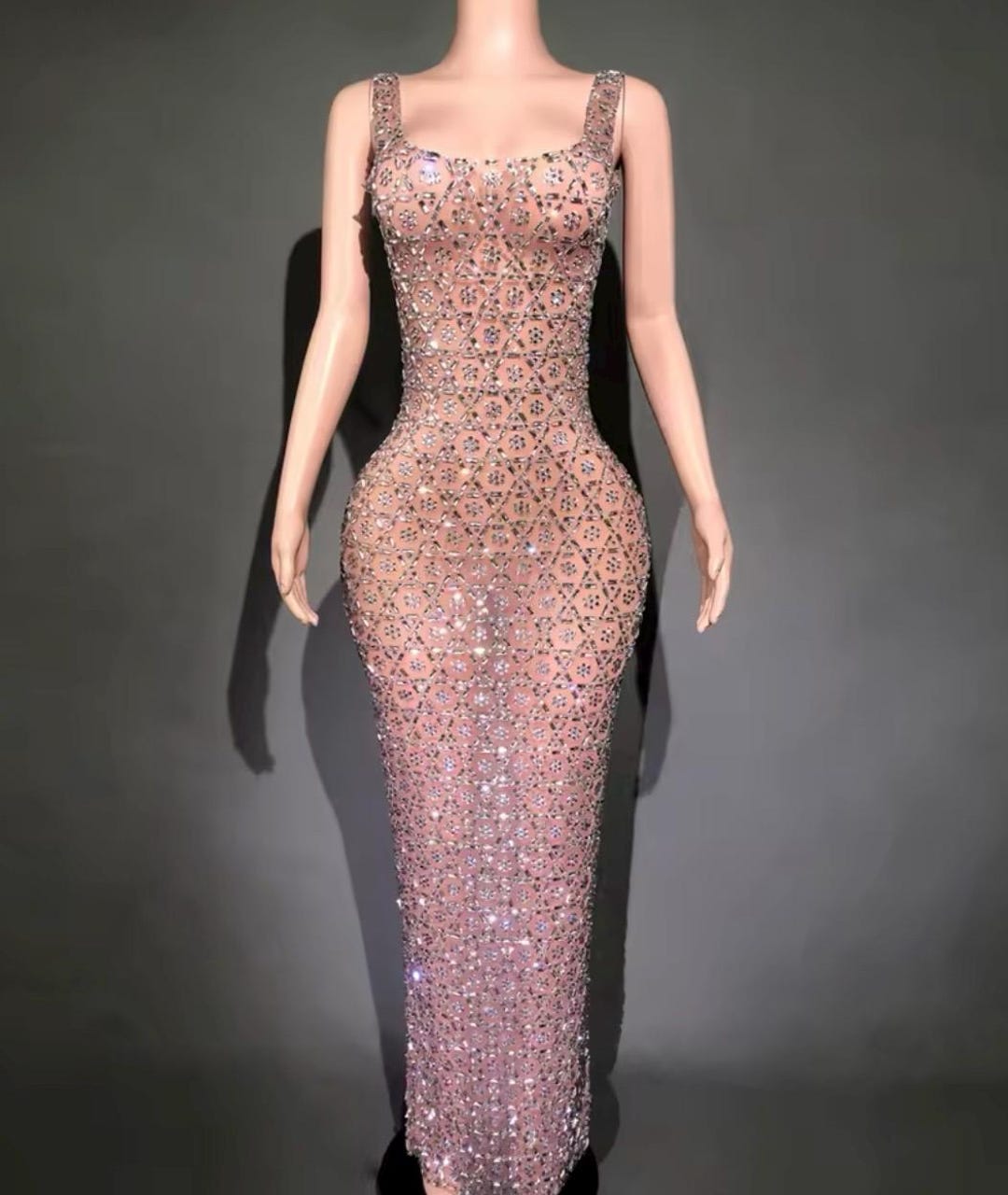 Sleeveless Rhinestone Crystal Maxi Dress - Etsy