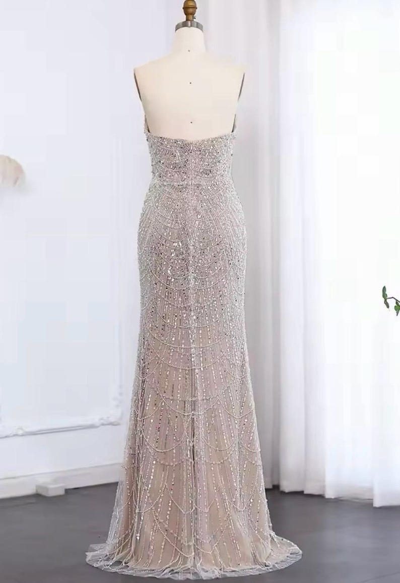 Pearl, Rhinestone and Bead Embellished Strapless Gown - Etsy