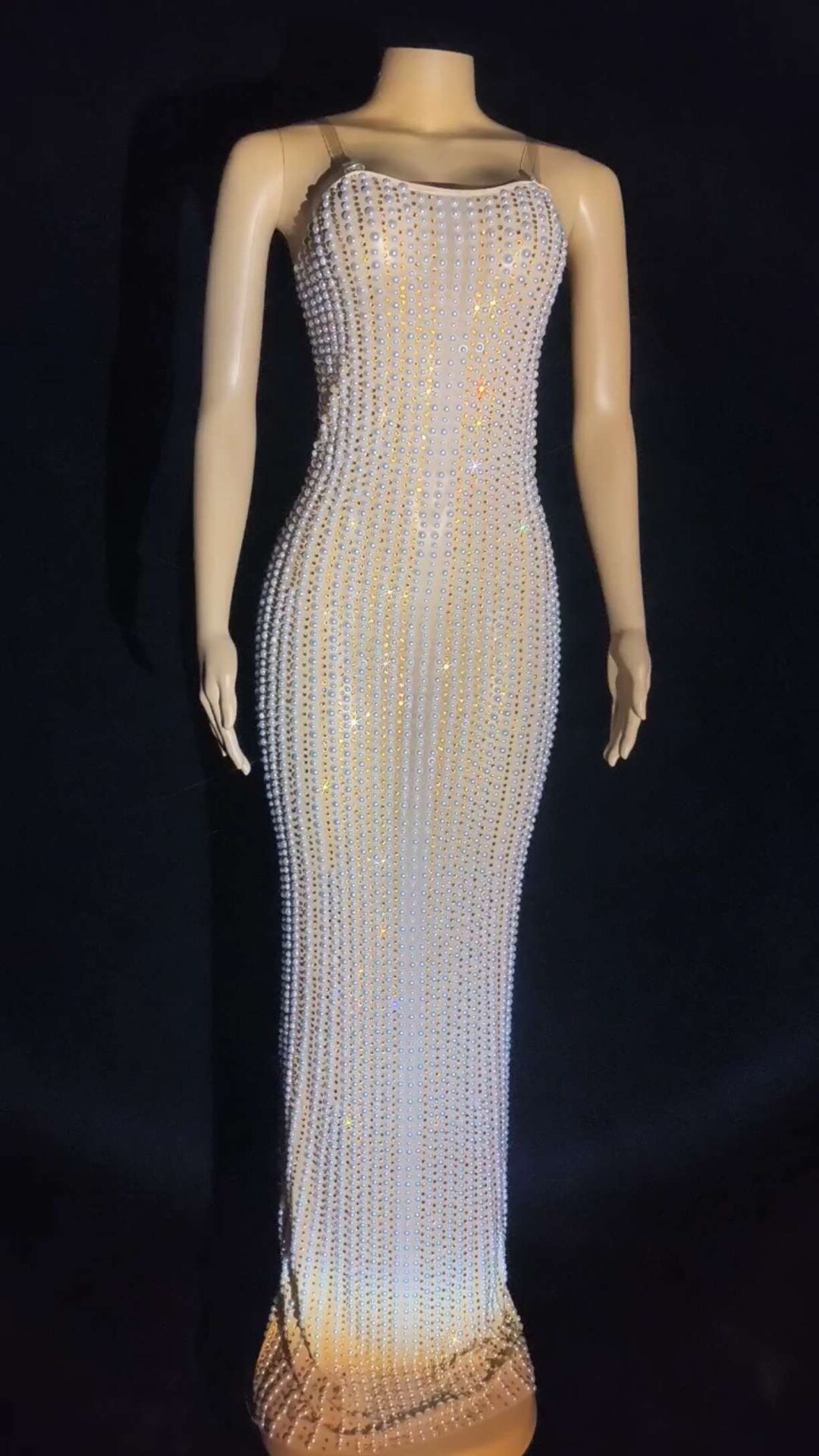 Pearl and Gold Rhinestone Maxi Dress - Etsy