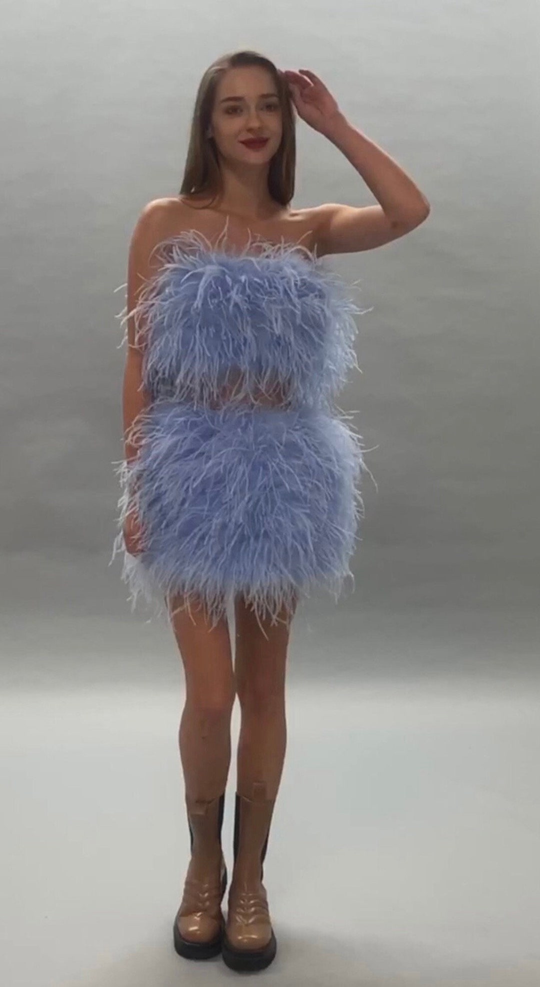 Ostrich Crop Top and Mini Skirt Set - Etsy