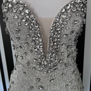 Strapless Rhinestone and Crystal Embellished Sweetheart Neck Mini Dress ...