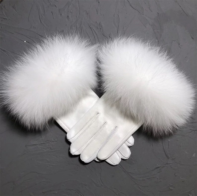 Beautiful Leather Gloves With Fur Cuff - Etsy