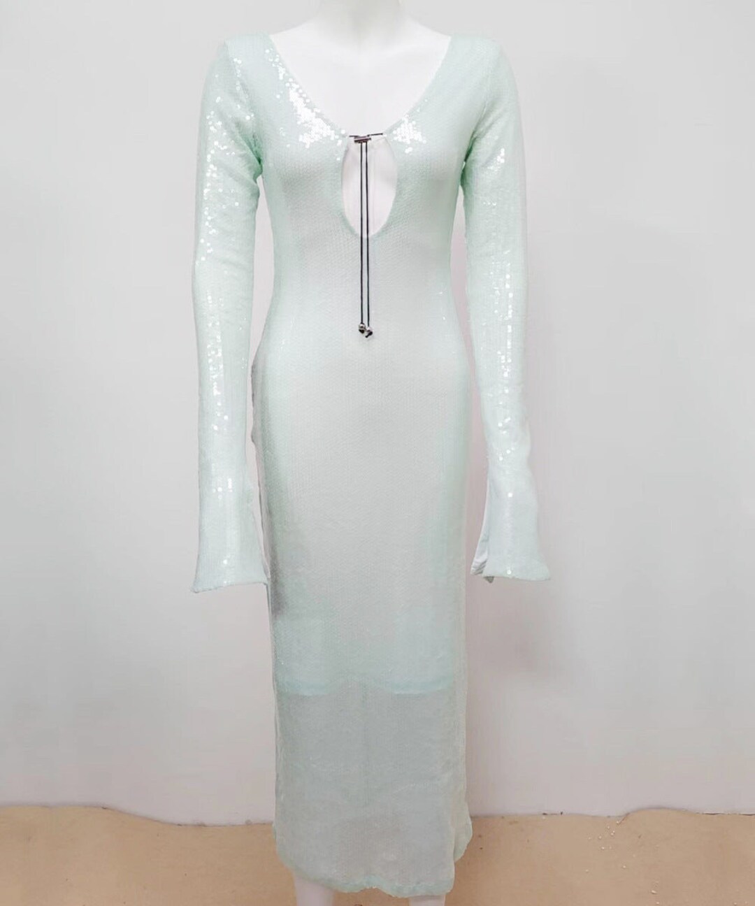 Liquid Sequin Midi Dress With Tied Cutout Back - Etsy