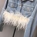 Light Jean Jacket With White Ostrich Feather Trim - Etsy