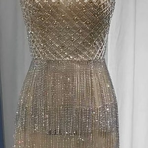 Rhinestone & Beaded Embellished Strapless Mini Dress - Etsy