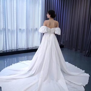 White off Shoulder Puff Sleeve Sweetheart Neck Pleated Mini Dress With ...