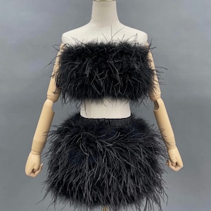 Ostrich Crop Top and Mini Skirt Set - Etsy