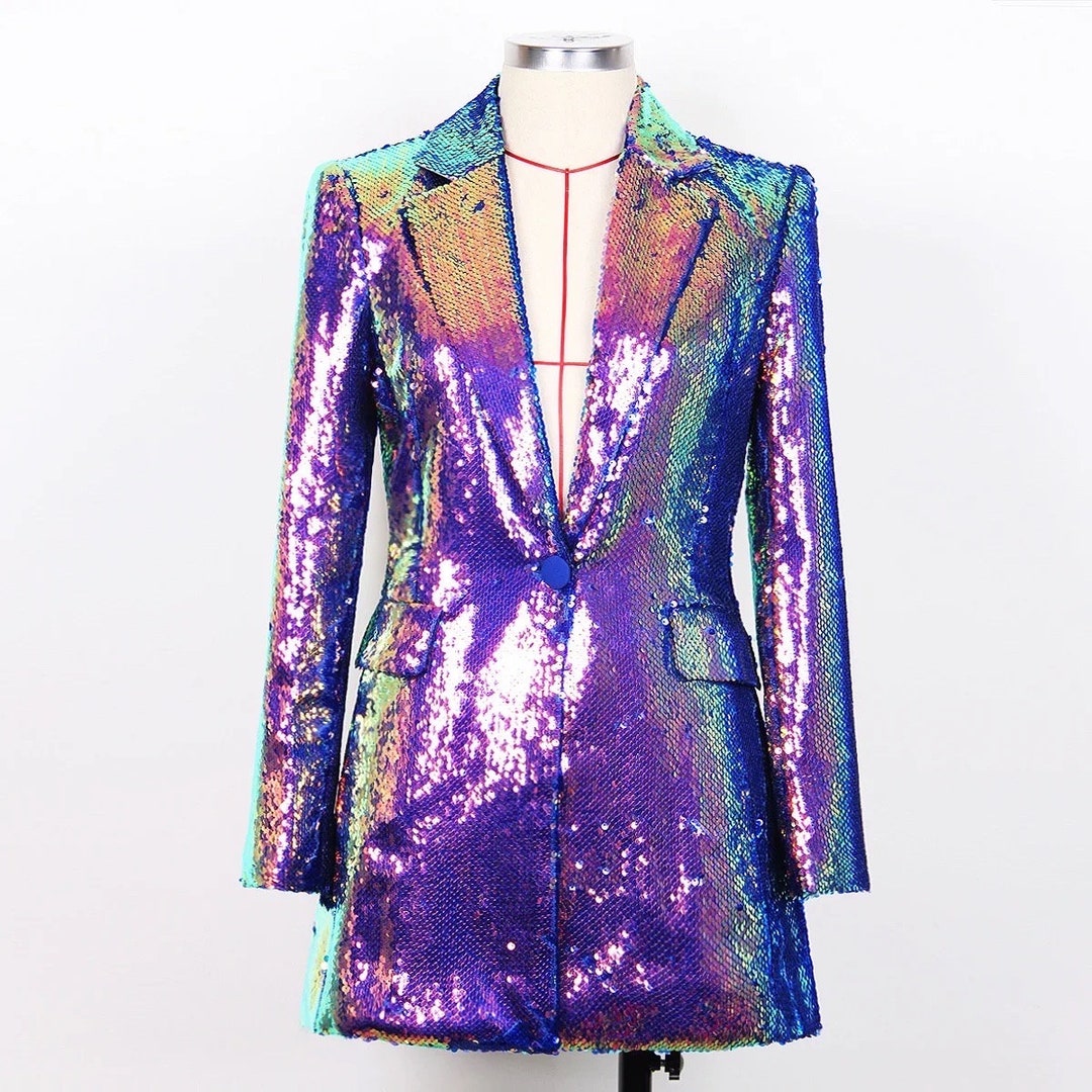 Purple Rainbow Sequin Blazer Dress - Etsy