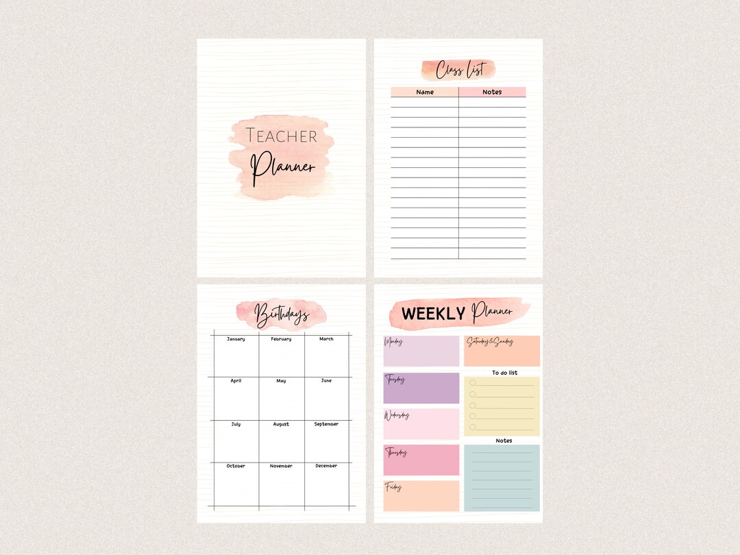 Digital Teacher Planner | Digital Print | Class Planner | Printable ...